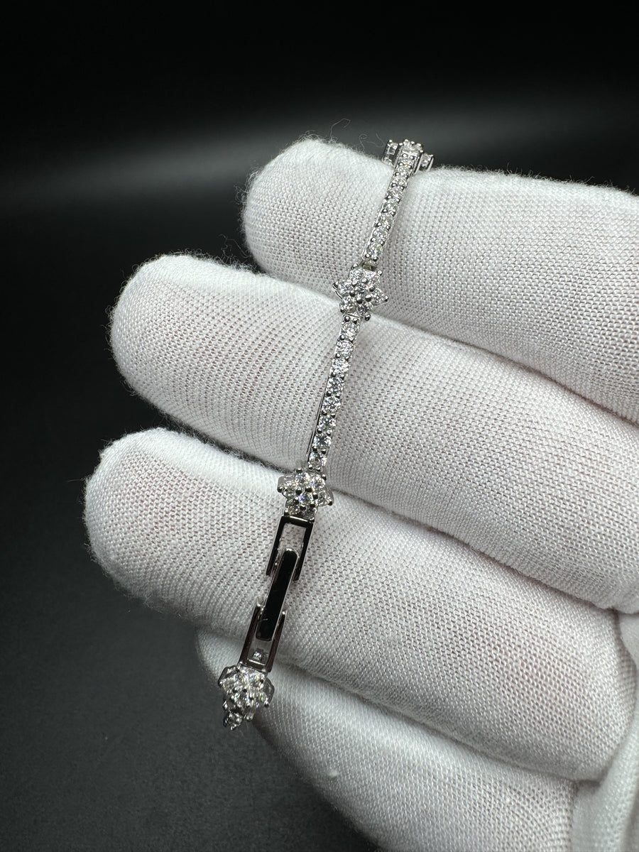 7” Moissanite Silver Star Cluster Tennis Bracelet 3mm 7.7g – O.F.J.
